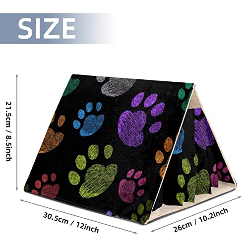 enheng Small Pet Hideout Dog Footprints Hamster House Guinea Pig Playhouse for Dwarf Rabbits Hedgehogs Chinchillas