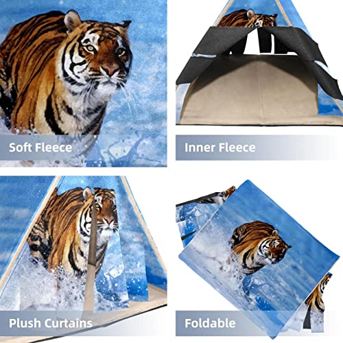 enheng Small Pet Hideout Bengal Tiger Hamster House Guinea Pig Playhouse for Dwarf Rabbits Hedgehogs Chinchillas