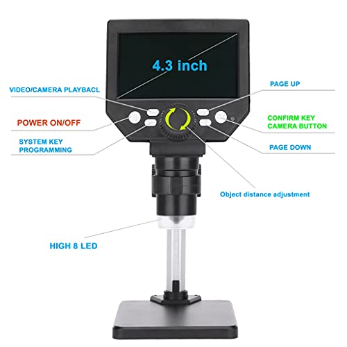 XDCHLK Professional Digital Electron Microscope 4.3 Inch Large Base LCD Display 8MP 1-1000X Continuous Amplification Magnifier (Color : White-Fruit peach5, Size : Aluminum Plastics)