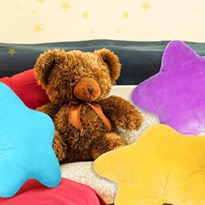 3 Pack Star Shaped Plush Pillow Stuffed Cushion Decorative Throw Pillow Star Pillow Aesthetic Fun Star Shaped Pillow Blue Violet Yellow Star Pillow for Bedroom Room Bed 15.75 x 15.75 Inch (Solid)