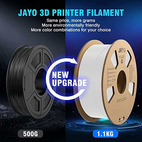 JAYO PLA 3D Printer Filament, 1.75mm PLA Printing Material Dimensional Accuracy+/- 0.02mm, 1.1KG Spool Consumables Fit for FDM 3D Printers, PLA Black