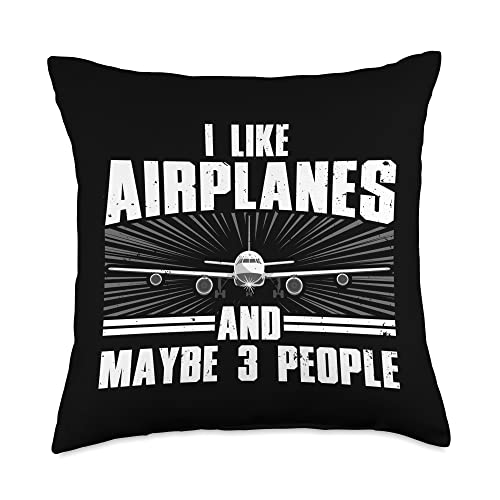 Cool Pilot Gift Airplane Plane Stuff & Accessories Funny Airplane Design for Men Women Aviator Pilot Throw Pillow, 18x18, Multicolor