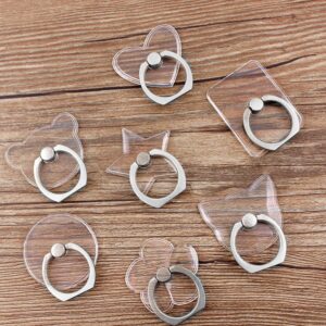 4 PCS Cell Phone Ring Holder Clear - Universal Transparent Cellphone Ring Holder Finger Kickstand 360 Rotation for All Smartphones