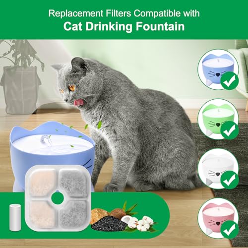 GISOFIK 3 Pack Cat Drinking Fountain Replacement Filters, Cat Water Fountain Filter, Replacement Triple Action Pet Fountain Filters (1 Pump Pipe)