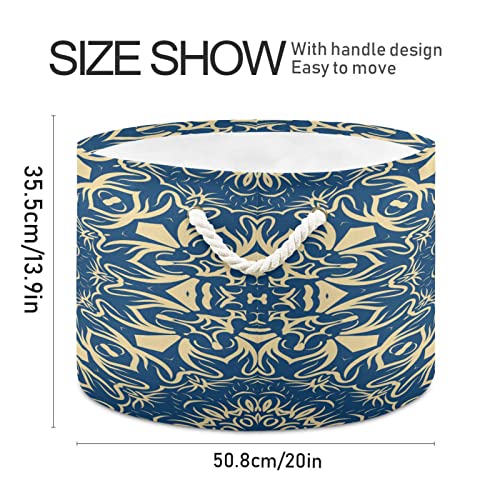 Kigai Floral Mandala Pattern Cotton Rope Basket Large Collapsible Baby Laundry Basket Blanket Basket Kid's Toy Storage Basket Organizer for Nursery Bedroom Home Decor