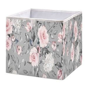 kigai rectangular storage bin floral flower print foldable storage basket toy storage box for home organizing shelf closet bins, 15.8 x 10.6 x 7-inch