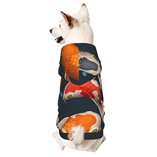 Small Pet Sweaters with Hat Koi-Carps-Lucky-Japan Cat Puppy Hoodie Pet Hooded Coat X-Large