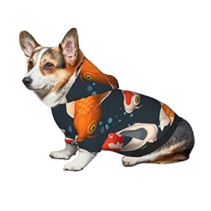 Small Pet Sweaters with Hat Koi-Carps-Lucky-Japan Cat Puppy Hoodie Pet Hooded Coat X-Large