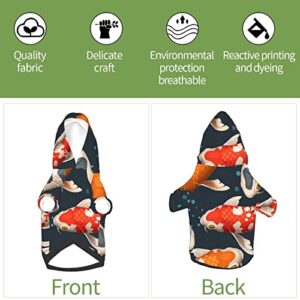 Small Pet Sweaters with Hat Koi-Carps-Lucky-Japan Cat Puppy Hoodie Pet Hooded Coat X-Large