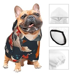 Small Pet Sweaters with Hat Koi-Carps-Lucky-Japan Cat Puppy Hoodie Pet Hooded Coat X-Large