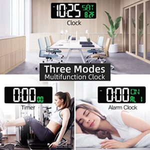 TXL Digital Wall Clock Large Display Auto DST, 16.5" LED Large Digital Clock with Date&Temperature, Digital Timer Clock with Remote Control, Big Wall Mounted Clock, Adjustable Brightness Alarm Clock