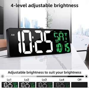 TXL Digital Wall Clock Large Display Auto DST, 16.5" LED Large Digital Clock with Date&Temperature, Digital Timer Clock with Remote Control, Big Wall Mounted Clock, Adjustable Brightness Alarm Clock