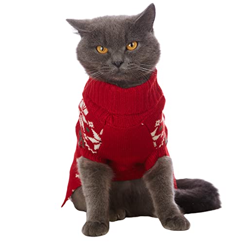 Jnancun Cat Christmas Sweater Snowflake Sweaters for Kittys Christmas Cat Sweater Winter Knitwear Cat Sweaters