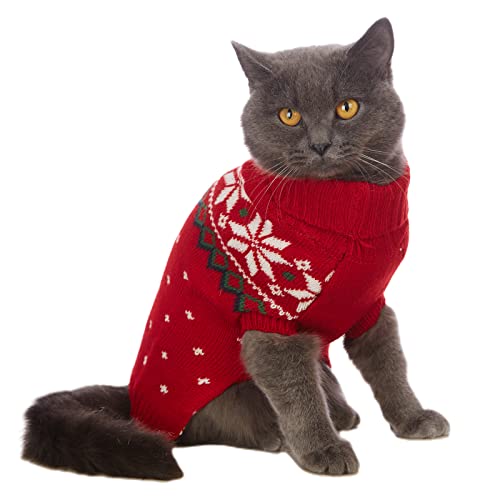 Jnancun Cat Christmas Sweater Snowflake Sweaters for Kittys Christmas Cat Sweater Winter Knitwear Cat Sweaters