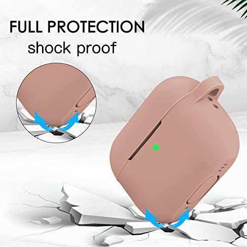 OLEBAND Airpods Pro Case 1st Gen with Cute Bling Keychain,Silione Protective and Anti-Slip Cover for Apple Air pod Pro 1 Generation Case,LED Visible,for Women and Girls,Milk Tea