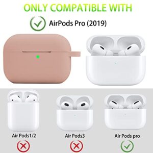 OLEBAND Airpods Pro Case 1st Gen with Cute Bling Keychain,Silione Protective and Anti-Slip Cover for Apple Air pod Pro 1 Generation Case,LED Visible,for Women and Girls,Milk Tea