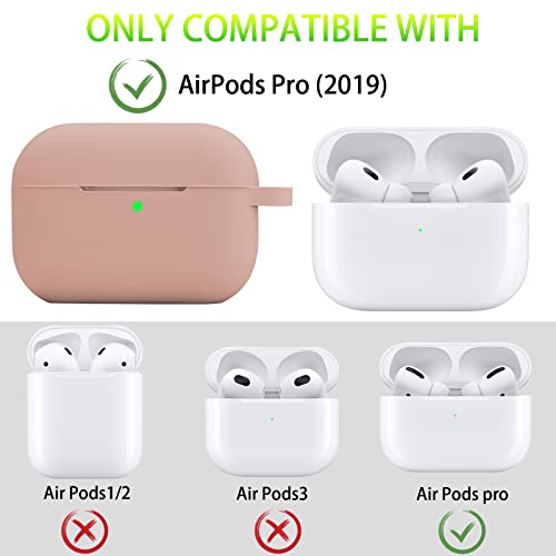 OLEBAND Airpods Pro Case 1st Gen with Cute Bling Keychain,Silione Protective and Anti-Slip Cover for Apple Air pod Pro 1 Generation Case,LED Visible,for Women and Girls,Milk Tea