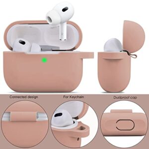 OLEBAND Airpods Pro Case 1st Gen with Cute Bling Keychain,Silione Protective and Anti-Slip Cover for Apple Air pod Pro 1 Generation Case,LED Visible,for Women and Girls,Milk Tea