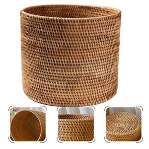 ultechnovo woven wastebasket imitated basket, decorative vegetable wicker sundries holder grass rattan round basket container vintage organizing l pastoral potato finishing s bathroom