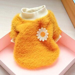 Large Dog Sweater Female for Daisy Sweater Neck Girl Plush Round Small Dogs Style Dog Sweaters Flowers Pet Clothes