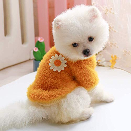 Large Dog Sweater Female for Daisy Sweater Neck Girl Plush Round Small Dogs Style Dog Sweaters Flowers Pet Clothes