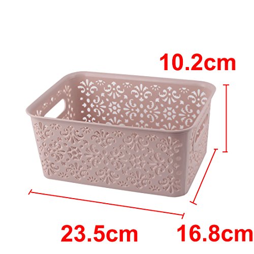 Qtqgoitem Plastic Flower Pattern Household Desktop Storage Box Organizer Basket Light Pink (Model: f56 7d4 3f3 a94 1c1)