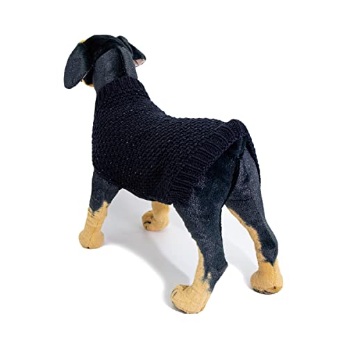 Ganfanren Reflective Knitted Dogs Sweater Winter Pet Pullover Coat Clothing (Small, Navy)