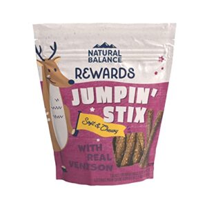 natural balance jumpin' stix grain free with real venison & sweet potato recipe dog treats, 10 oz.