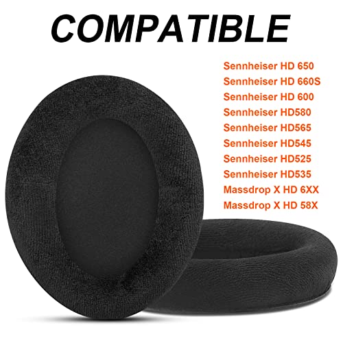 Gvoears Replacement Earpads for Sennheiser HD650/HD600/HD660S/HD545/HD525/HD535 Headphones, Ear Pads Cushions Also Compatiable with Massdrop X HD6XX/HD58X and HD580/HD565 Jubilee Headphones(Velour)