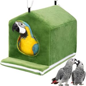 mewtogo large winter warm bird nest house, bird bed for cage, novelty plush parrot nest snuggle shed hut, easy to install for macaws amazon parrot african grey lovebirds