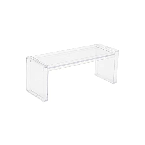 GRASARY Desktop Storage Shelf Stackable Clear Plastic Organizer Shelf, Dust-Proof,Large Capacity Cosmetic Rack Shelf Clear A