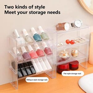 GRASARY Desktop Storage Shelf Stackable Clear Plastic Organizer Shelf, Dust-Proof,Large Capacity Cosmetic Rack Shelf Clear A