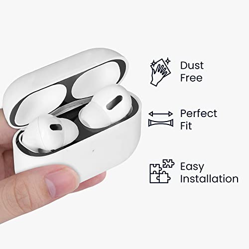 kwmobile Set of 2 Dust Guards Compatible with Apple Airpods Pro 2 - Anti-Dust Protection Stickers - Black