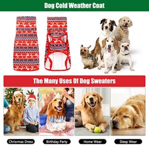 Dog Cold Weather Coats, Dog Sweaters with Leash Hole for Small Medium Large Dogs, Bowite Soft Warm Stretchy Dog Winter Jacket Girl Boy for Cold Weather, Dog Pullover Sweater Vest (Christmas,XS)