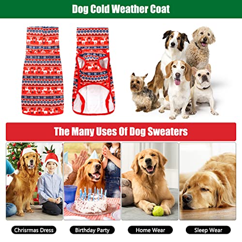 Dog Cold Weather Coats, Dog Sweaters with Leash Hole for Small Medium Large Dogs, Bowite Soft Warm Stretchy Dog Winter Jacket Girl Boy for Cold Weather, Dog Pullover Sweater Vest (Christmas,XS)