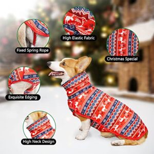 Dog Cold Weather Coats, Dog Sweaters with Leash Hole for Small Medium Large Dogs, Bowite Soft Warm Stretchy Dog Winter Jacket Girl Boy for Cold Weather, Dog Pullover Sweater Vest (Christmas,XS)