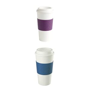 copco - 2510-9965b acadia travel mug, 16-ounce, plum -andcopco 2510-9966 acadia double wall insulated travel mug with non-slip sleeve, 16-ounce, blue