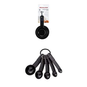 kitchenaid ke058ohoba classic measuring cups, set of 4, black/blackandkitchenaid classic measuring spoons, set of 5, black/black