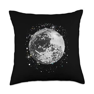 pink cowgirl disco black and white disco ball club retro throw pillow, 18x18, multicolor