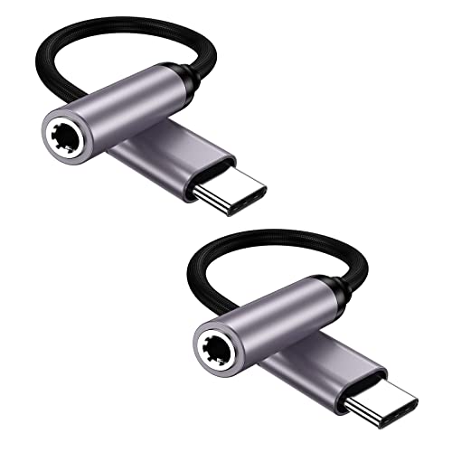 USB Type C to 3.5mm Female Headphone Jack Adapter, (2Pack) USB C to Aux Audio Dongle Cable for Samsung Galaxy S21 S20 Ultra S20+ Note 20 10 S10 S9 Plus Google Pixel 5 4 3 2 XL