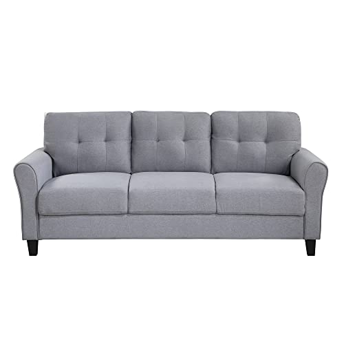 kevinplus Sofa Couch for Living Room, Modern Linen Upholstered Sofa Couch Furniture for Home or Office (3-Seat, Grey)