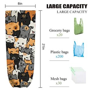 Cute Plastic Bag Holder,Cats,Grocery Bags Dispenser,Shopping Bag Organizer,Gifts for Kitchen Decor