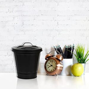 DOITOOL 2pcs Mini Iron Trash Can Metal Pencil Cup Holder Small Desktop Garbage Can with Lids Countertop Waste Basket Stationery Trash Container for Home Office