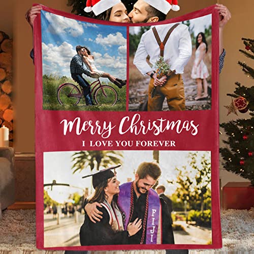 Novgarden Custom Blanket with Photo for Girlfriend/Boyfriend, I Love You Personalized Christmas for Couple Flannel Picture Throw Blankets