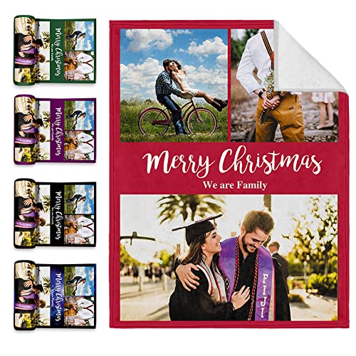 Novgarden Custom Blanket with Photo for Girlfriend/Boyfriend, I Love You Personalized Christmas for Couple Flannel Picture Throw Blankets