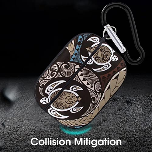 Hawaiian Honu Polynesian Sea Turtle Print Compatible with AirPods Pro Case Cover Lightweight Protective Case for Airpods Pro with Carabiner for Mens/Womens