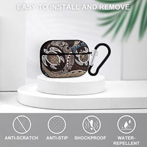 Hawaiian Honu Polynesian Sea Turtle Print Compatible with AirPods Pro Case Cover Lightweight Protective Case for Airpods Pro with Carabiner for Mens/Womens