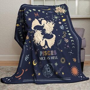 Muxuten Pisces Gifts Blanket 60"x50" - Pisces Gifts Women - Pisces Zodiac Gifts - Gifts for Pisces Women - Pisces Birthday Gifts - Astrology Gifts for Women - Zodiac Gifts,Constellation Horoscope Gift