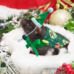 CooShou Christmas Rabbit Hat Guinea Pigs Hat Triangular Scarf Small Animals Christmas Costume Christmas Red Green Gift Pattern for Bunny Sugar Glider Guinea Pigs (S)