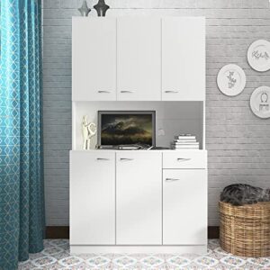 large kitchen storage cabinet, cabinet buffet cabinet 71" freestanding kitchen pantry cabinet cupboard with 6 doors and 1 drawer versatile wardrobe & kitchen cabinet, white